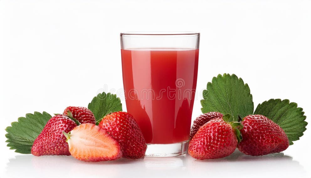 Strawberry Juice Front View Isolate on White Background Stock ...