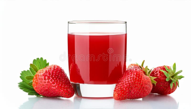 Strawberry Juice Front View Isolate on White Background Stock ...