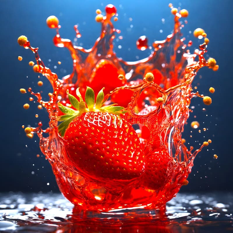 Strawberry Juice Splash Isolated on Water Stock Image - Image of berry ...