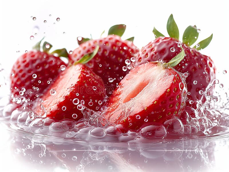The Strawberry in Juice, Strawberry Juice Splashes from a Cut ...