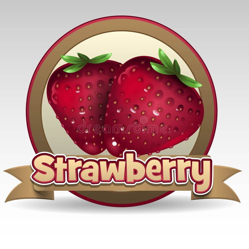 Strawberry Label Logo Set Illustration Stock Vector - Illustration of ...
