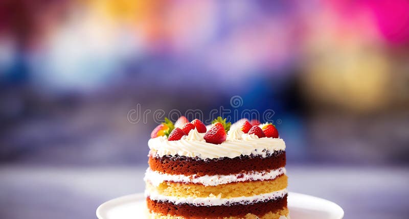 Strawberry Layer Cake on a Plate Stock Image - Image of layered ...