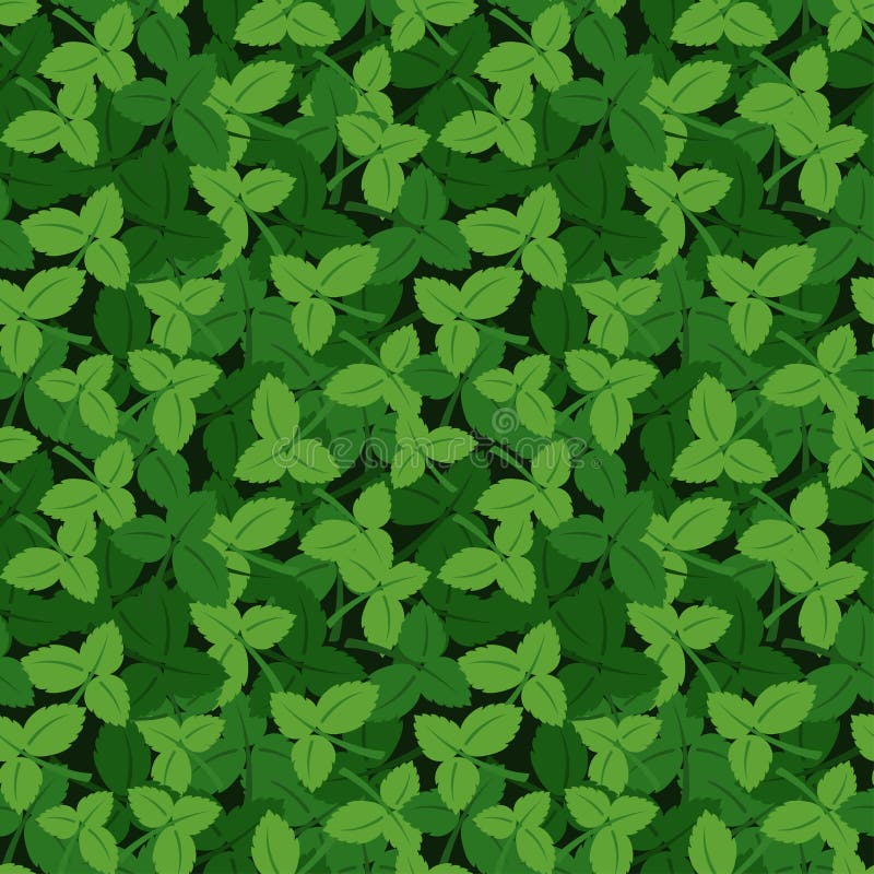 Strawberry Leaves Vector Seamless Pattern Stock Vector - Illustration ...