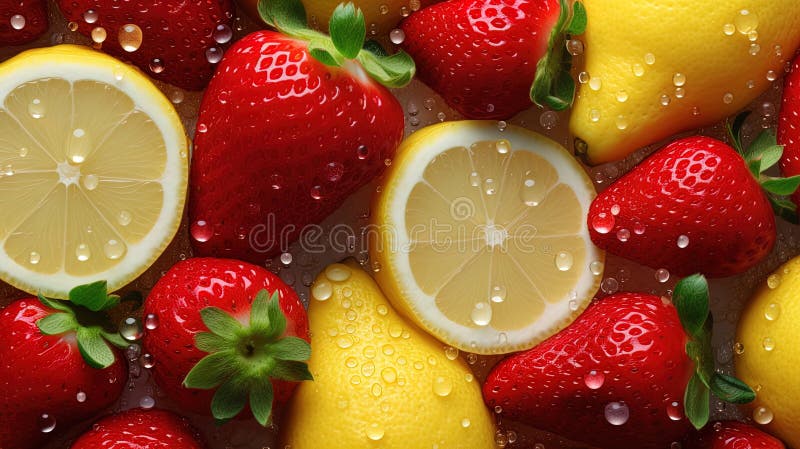 Strawberry lemon patterns stock illustration. Illustration of snack ...