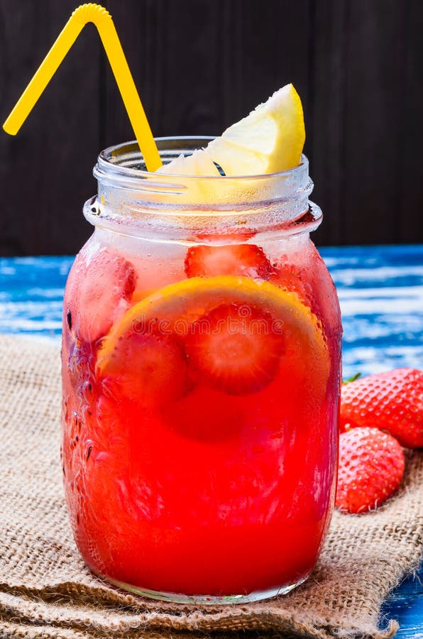 Strawberry lemonade. stock photo. Image of fruit, concept - 54363542