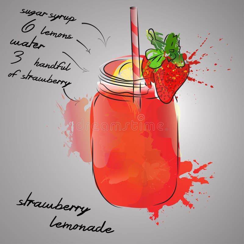 Strawberry lemonade stock illustration. Illustration of food - 57469174