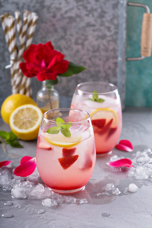 Strawberry Lemonade with Rose Water Stock Image - Image of alcohol ...