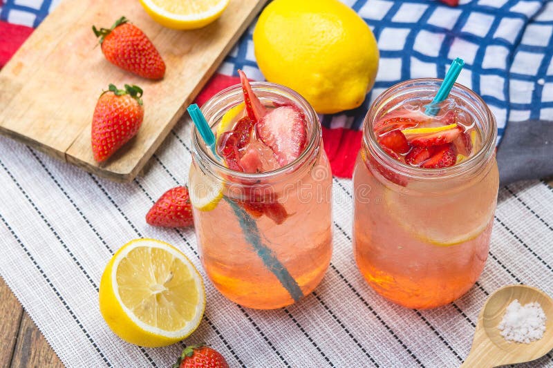 Strawberry Lemonade Soda Fruit Juice Stock Photo - Image of party ...