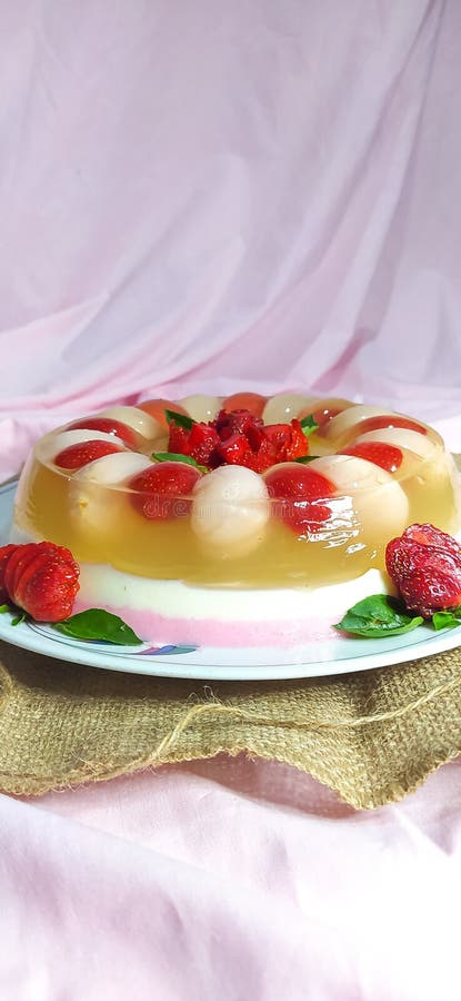Strawberry and Lychee Jelly Stock Image - Image of berry, lychee: 216218131