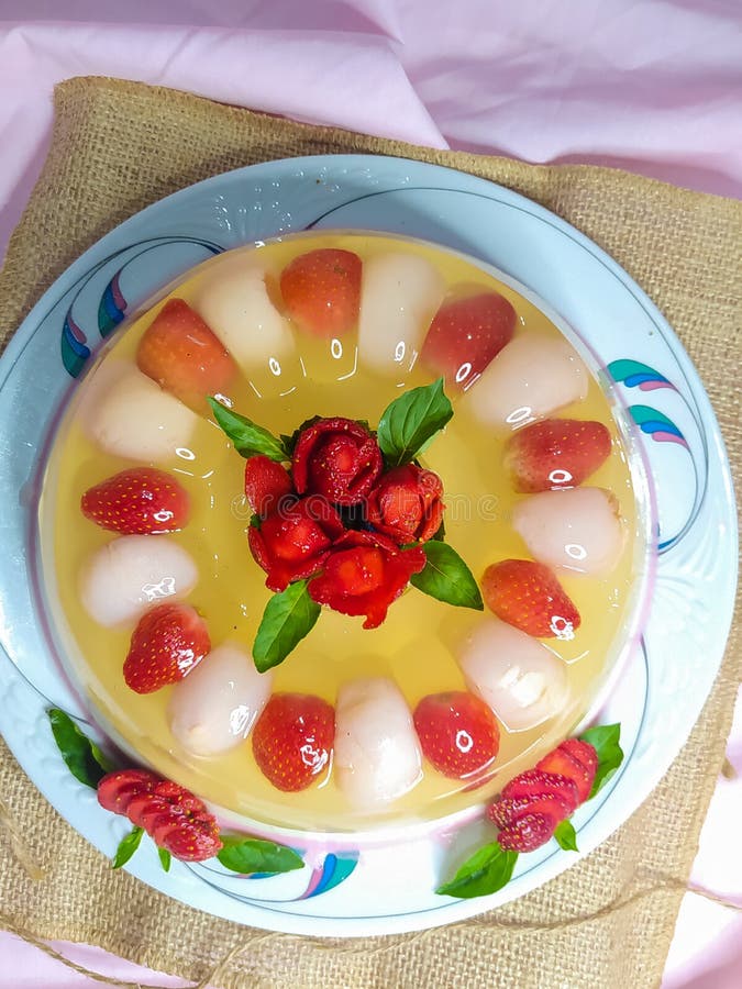 Strawberry and Lychee Jelly Stock Photo - Image of flower, plant: 216218208