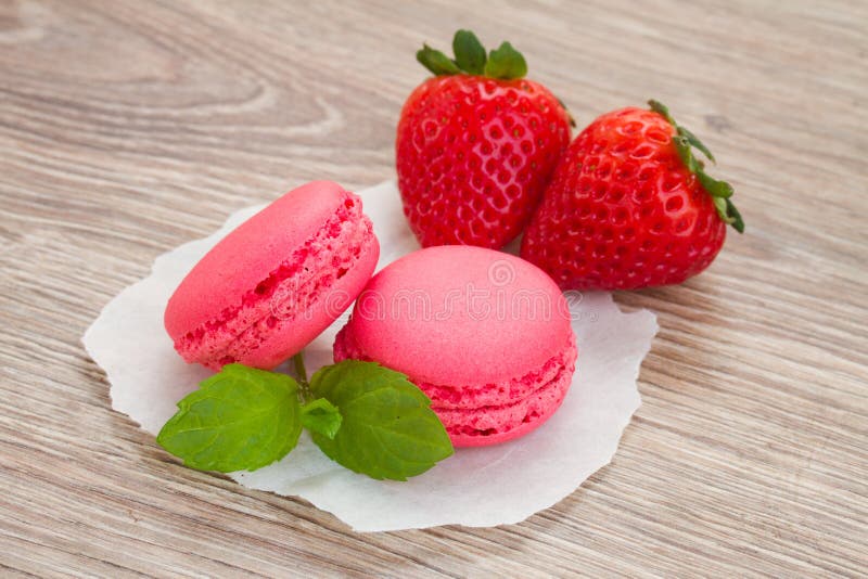 Strawberry Macaroons with Spoon Stock Photo - Image of assortment ...