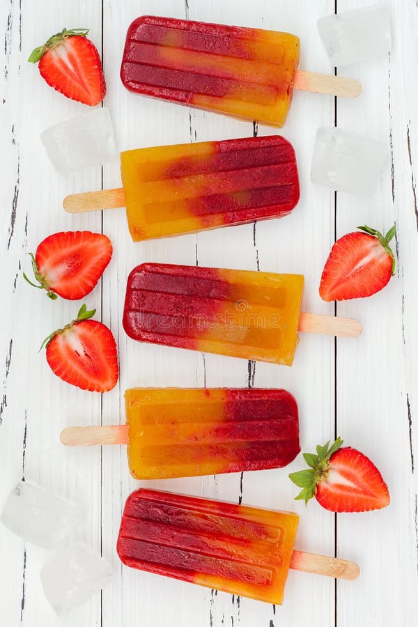 Strawberry Mango Popsicles - Ice Pops - Paletas. Stock Image - Image of ...