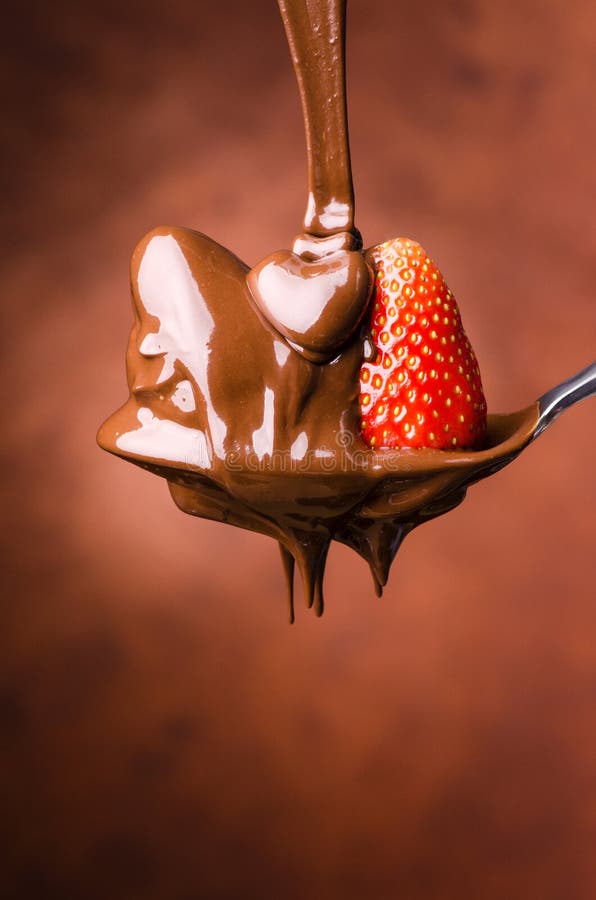 Strawberry with Melted Chocolate Stock Photo - Image of appetizing ...