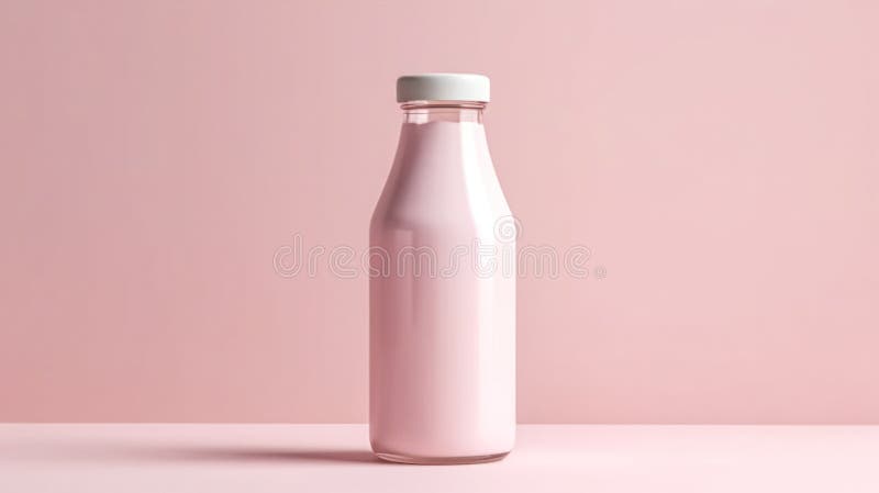 Strawberry Milk on a Pink Background Stock Photo - Image of edible ...