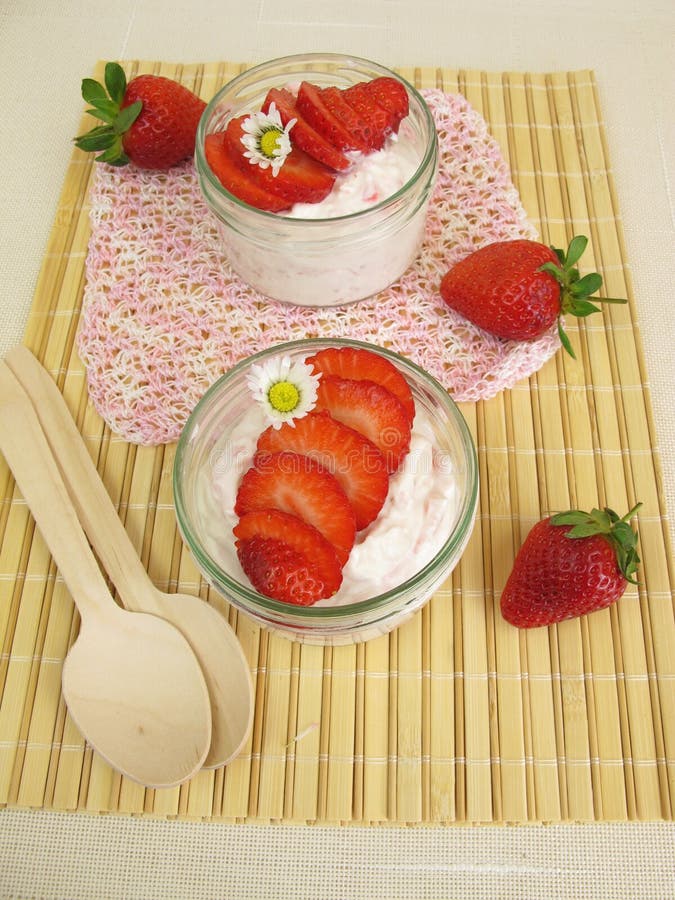 Strawberry milk quark stock photo. Image of dairy, cottage - 70553354