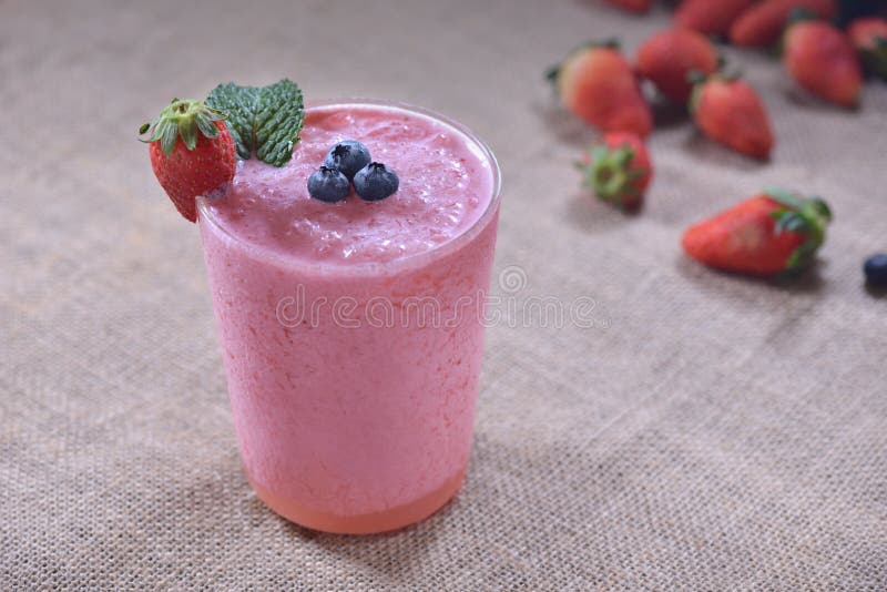 Strawberry Milk Shake Juice Stock Photo - Image of cube, summer: 147729628