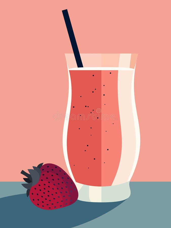 Strawberry Milk Shake, Strawberry Smoothie Stock Vector - Illustration ...