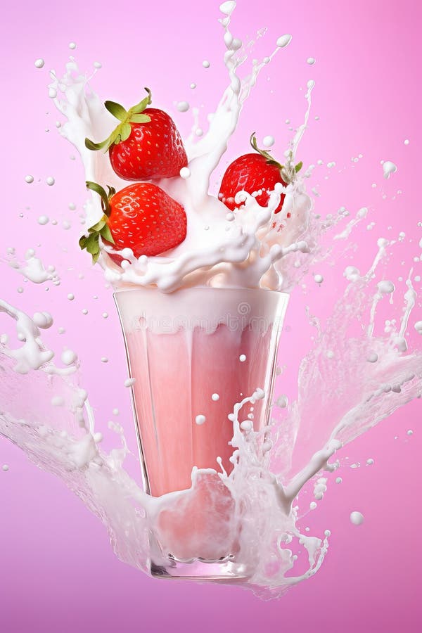 Strawberry and Milk Smoothie Splash. AI Generated Stock Illustration ...