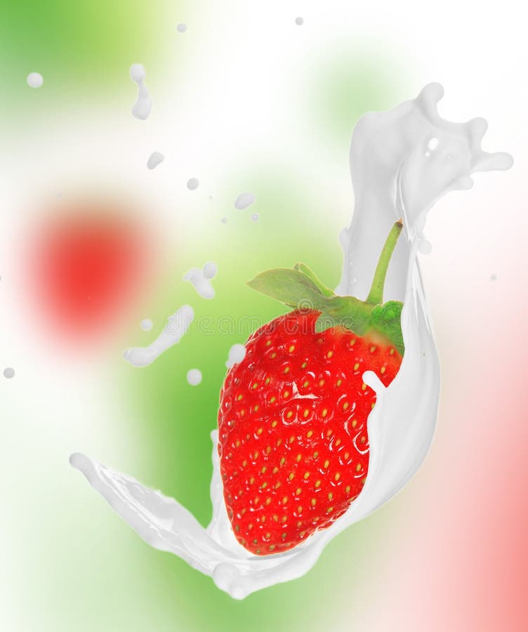 Strawberry with Milk Splash Stock Photo - Image of fresh, green: 23155982
