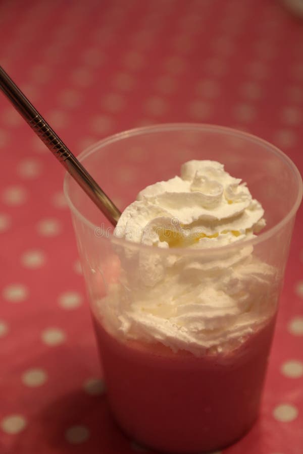 Strawberry Milkshake with Cream Stock Photo - Image of delicious, cold ...