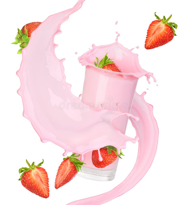 Splash Of Strawberry Milkshake In A Glass Stock Photo - Image of cream ...