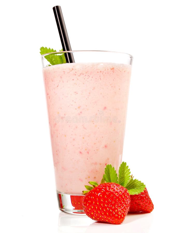 Strawberry Milkshake Isolated on White Background Stock Photo - Image ...