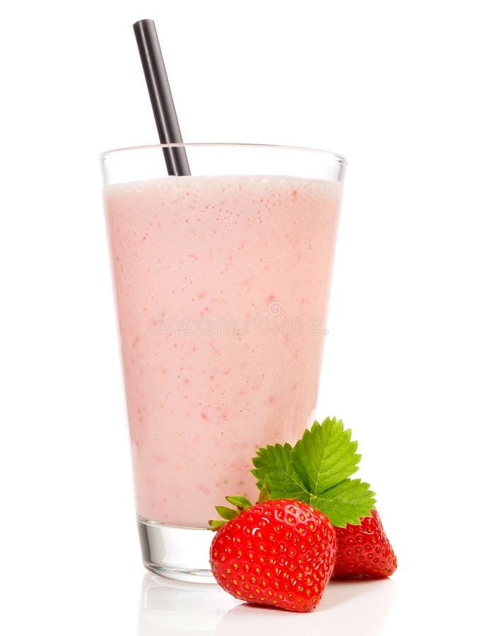 Strawberry Milkshake Isolated on White Background Stock Image - Image ...
