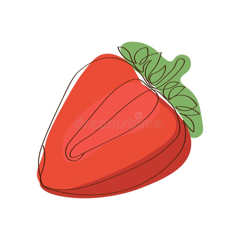 Strawberry in Minimalist Style. One Line Illustation Stock Vector ...