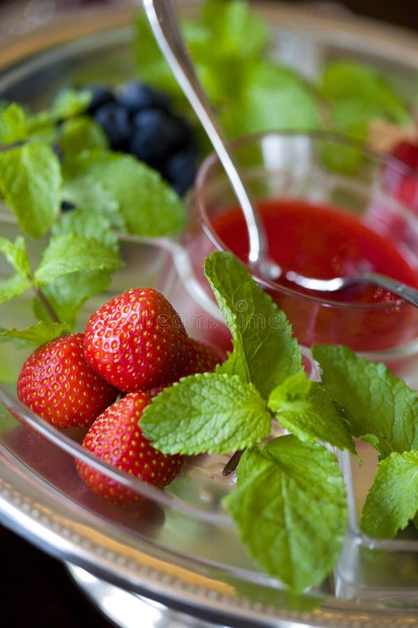 Strawberry and mint stock image. Image of spoon, leaf - 19450553