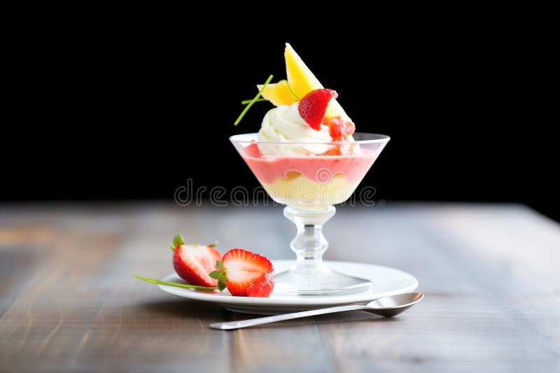 Strawberry Mousse in a Martini Glass with Sliced Strawberry Stock Image ...