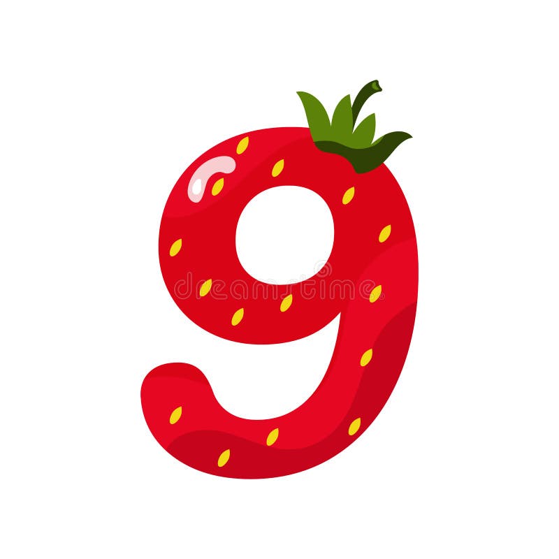 Strawberry number nine stock vector. Illustration of appetizing - 255213394