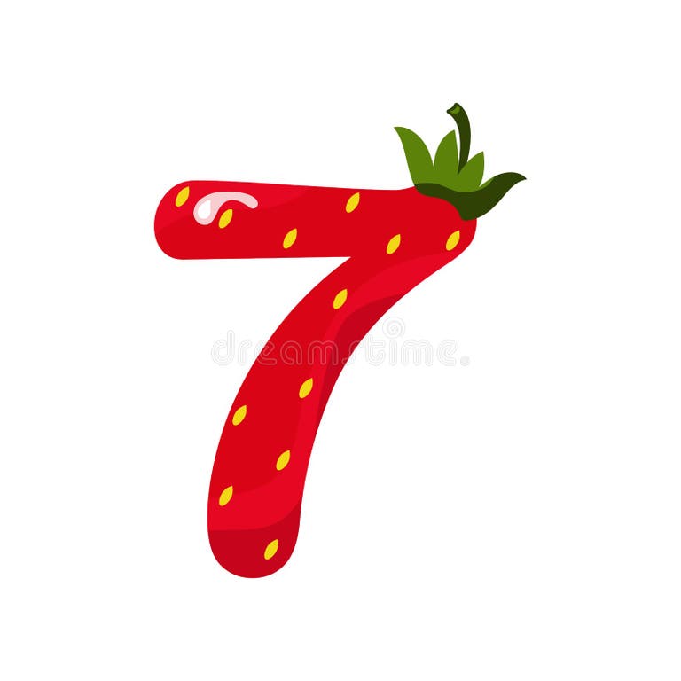 Strawberry number seven stock vector. Illustration of decor - 255213387