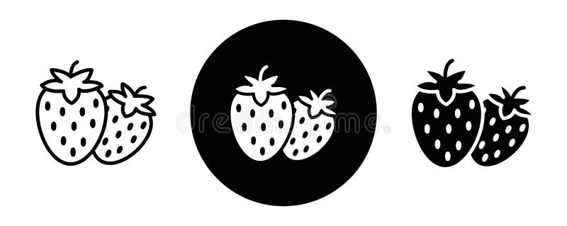 Strawberry Outline Icon Collection or Set. Strawberry Thin Vector Line ...