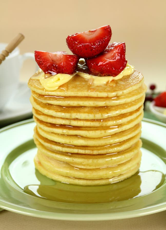 Strawberry Pancake Stack stock image. Image of dessert - 18032263
