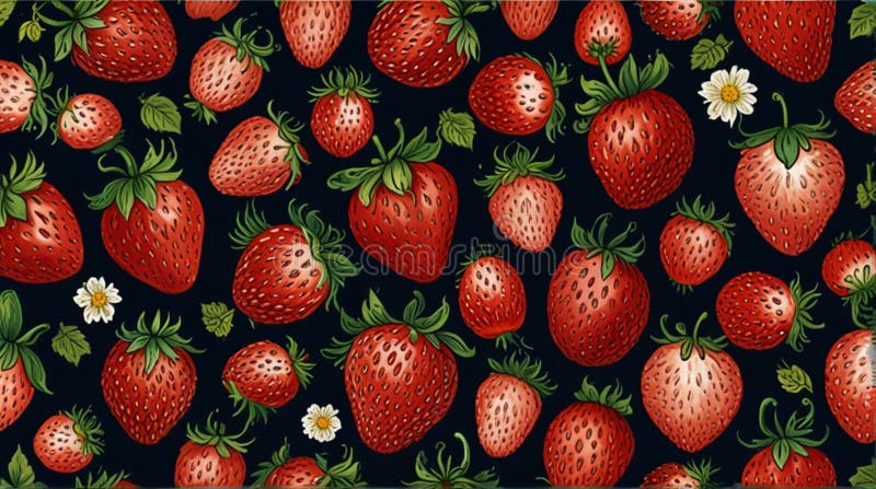 Strawberry Pattern, Botanical Repeating Design Stock Illustration ...