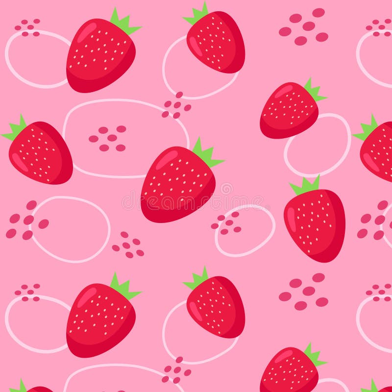 Strawberry Pattern with Different Shapes on Pink Isolated Background ...