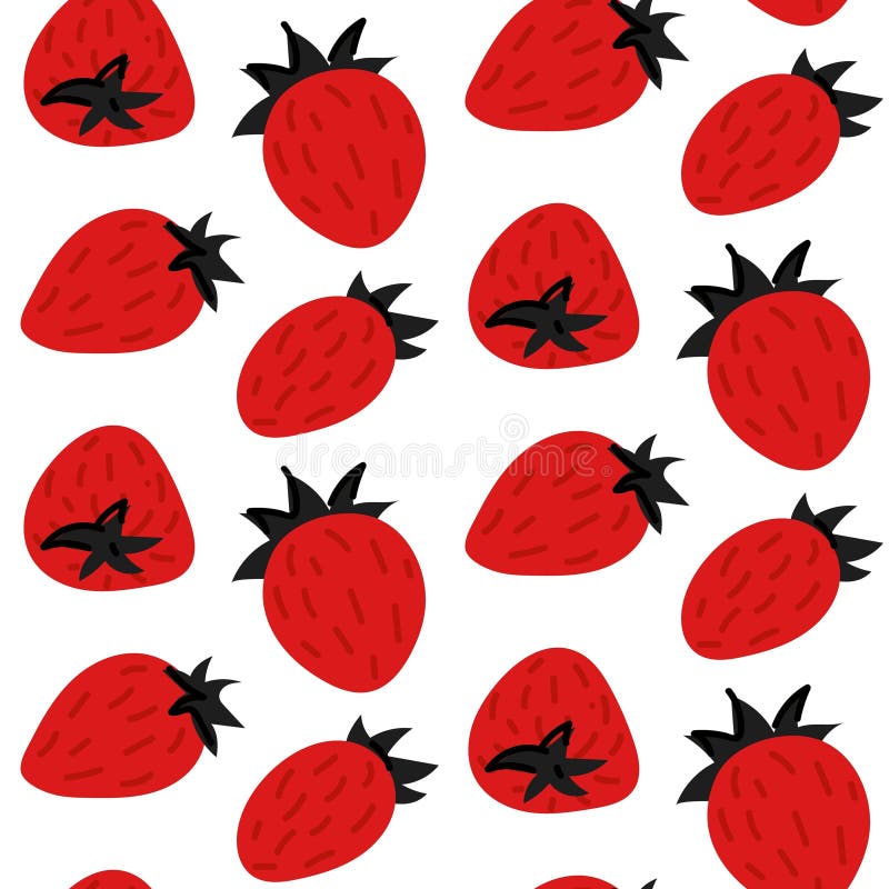 The Strawberry Pattern is Flat. Painted Strawberry Pattern on White ...