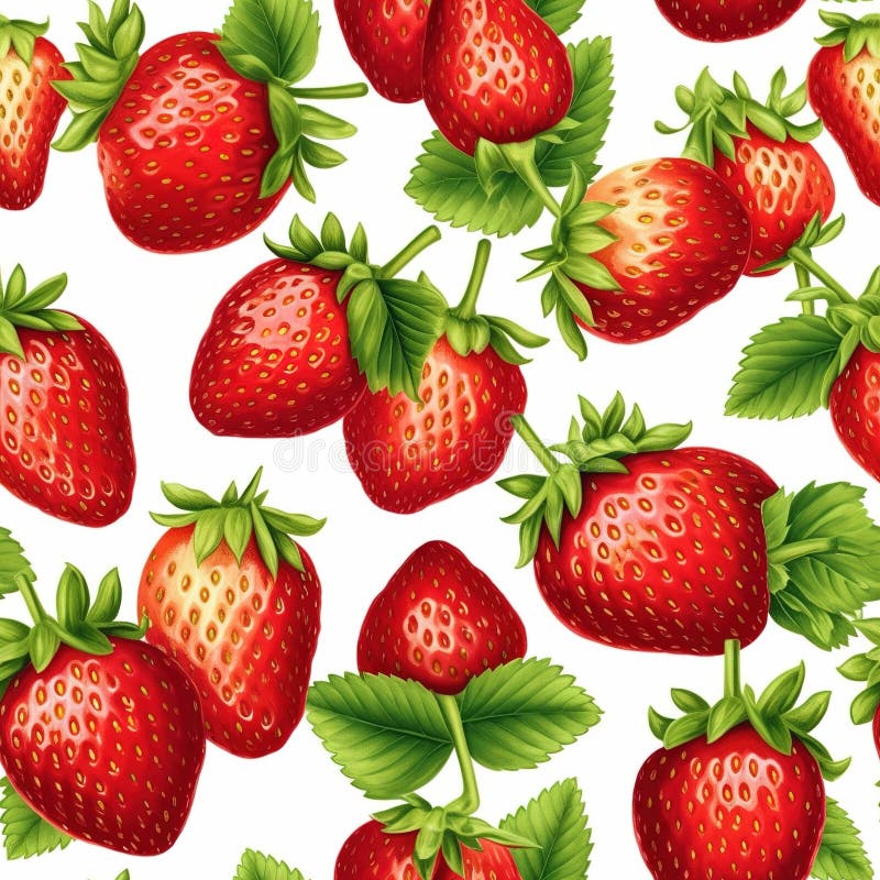 Strawberry Pattern, Pattern for Fabric. Generative AI Stock ...