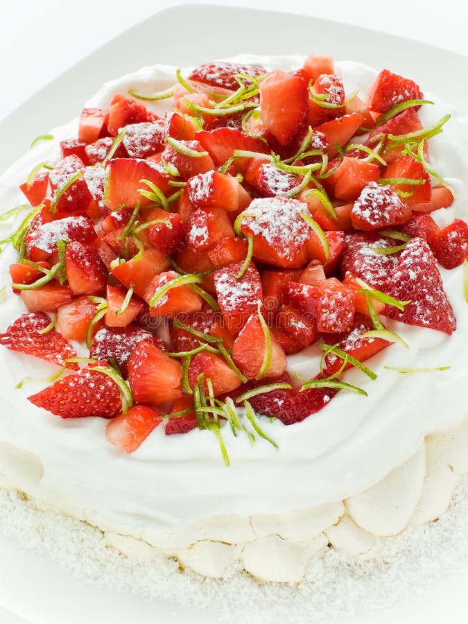 Strawberry Pavlova stock image. Image of powdered, fruit - 18594387