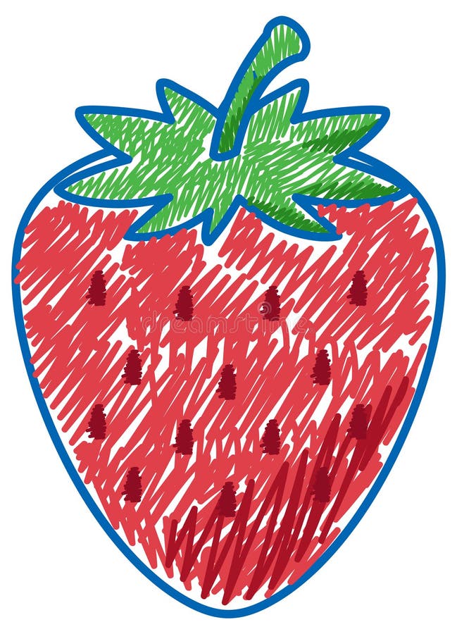 Strawberry in Pencil Colour Sketch Simple Style Stock Vector ...