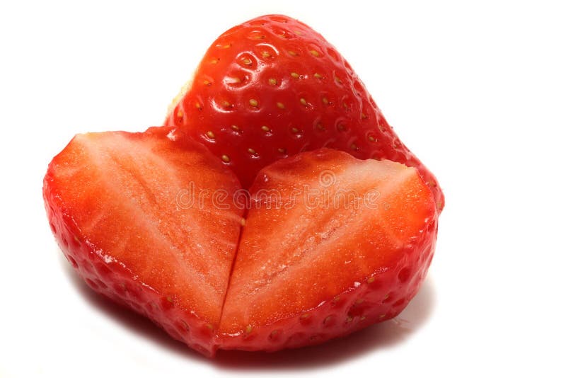 Strawberry Pieces Isolated on White Stock Image - Image of white ...