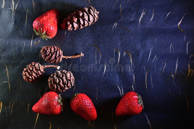 Strawberry Pine Seed Decoration Greeting Card Stock Photo - Image of ...