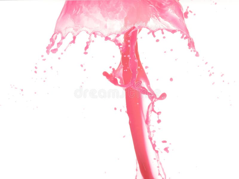 Strawberry Pink Juice Pouring and Splash As Crown Water. Watermelon ...