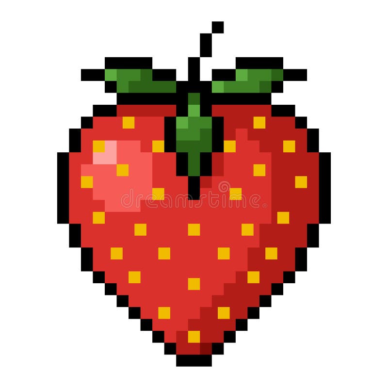 Whole Strawberry Pixel Art on White Background Stock Illustration ...