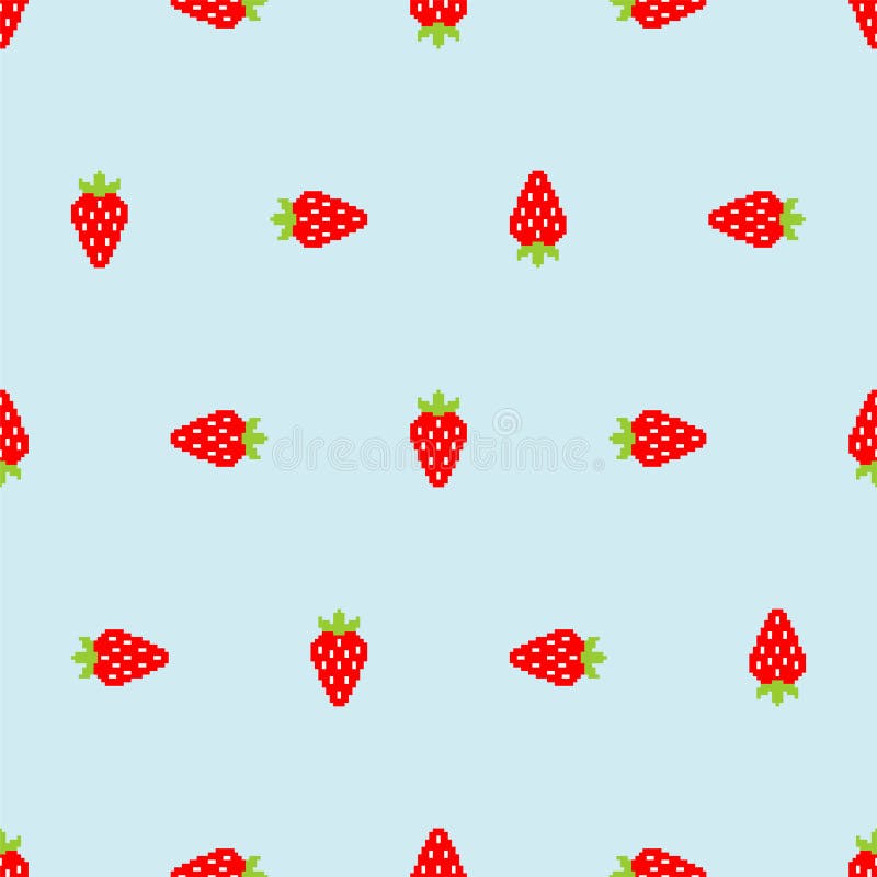 Strawberry Pixel Art Pattern Seamless. 8 Bit Red Berry Pixelated ...