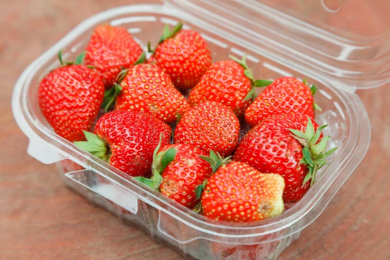 Strawberry in plastic box stock image. Image of beautiful - 51682613