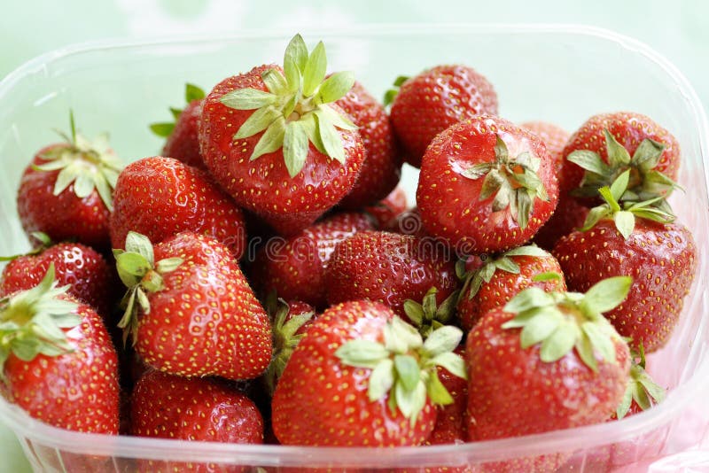 Strawberry in Plastic Package on the Table.selective Focus Stock Photo ...