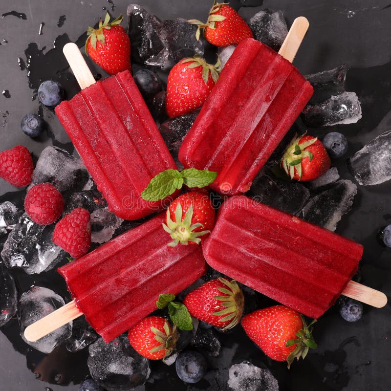 Strawberry popsicle stock image. Image of view, cold - 72492855