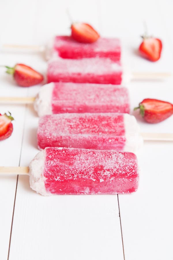 Strawberry popsicle stock image. Image of popsicles, childhood - 77148111