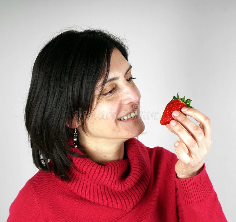 Strawberry stock photo. Image of pretty, lips, portrait - 51691786